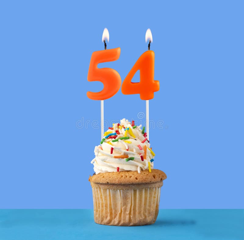 Orange Birthday Candle and Cupcake - Number 54 Stock Illustration ...
