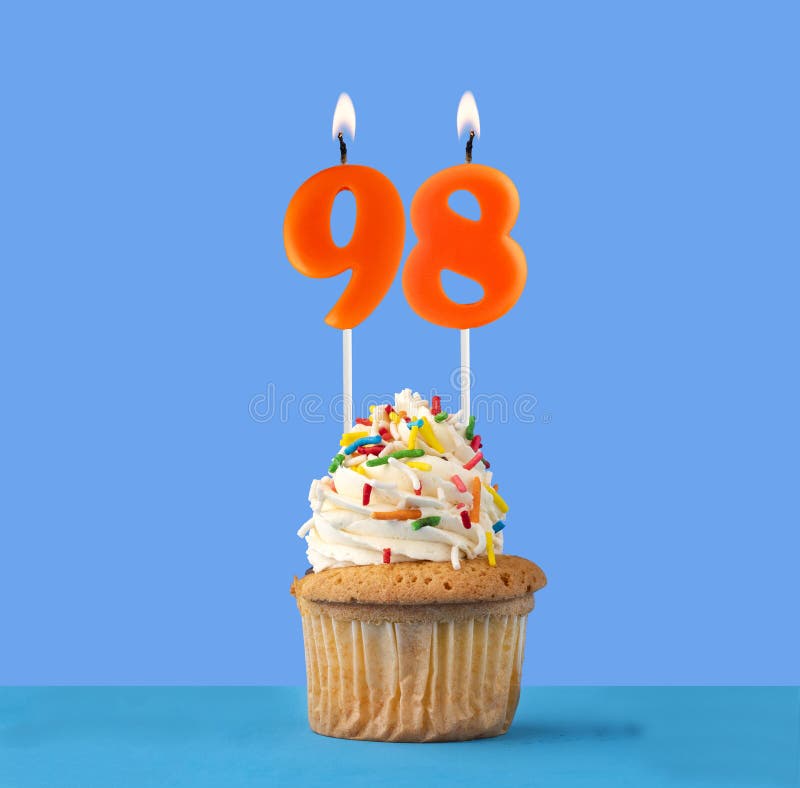 Orange Birthday Candle and Cupcake - Number 98 Stock Illustration ...