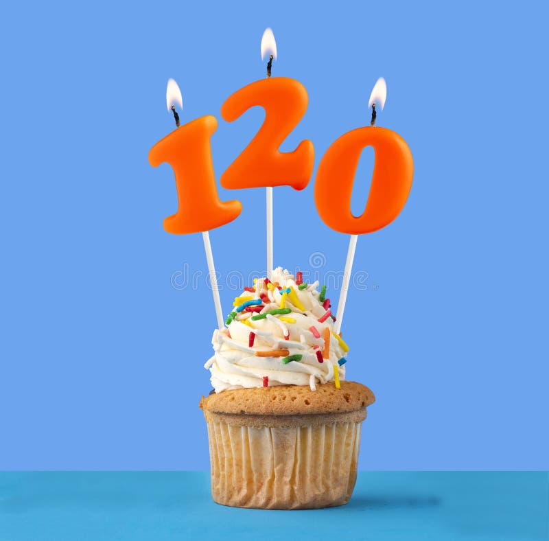Orange Birthday Candle Cupcake Number 120 Stock Photos - Free & Royalty ...
