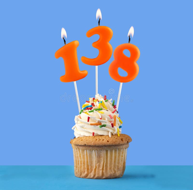 Orange Birthday Candle and Cupcake - Number 138 Stock Illustration ...