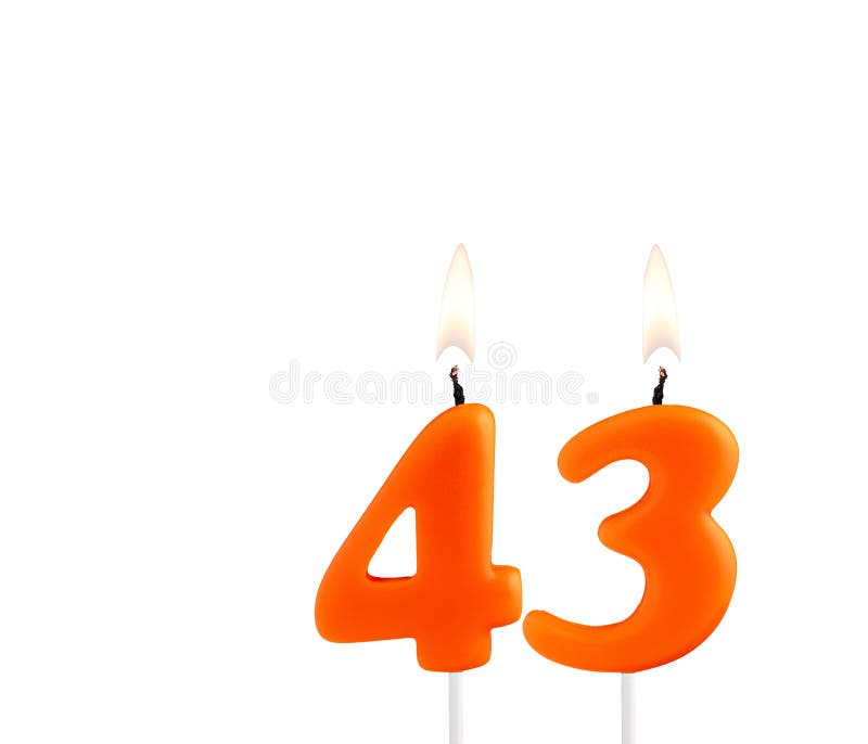 Orange Birthday Candle on White Background - Number 43 Stock ...