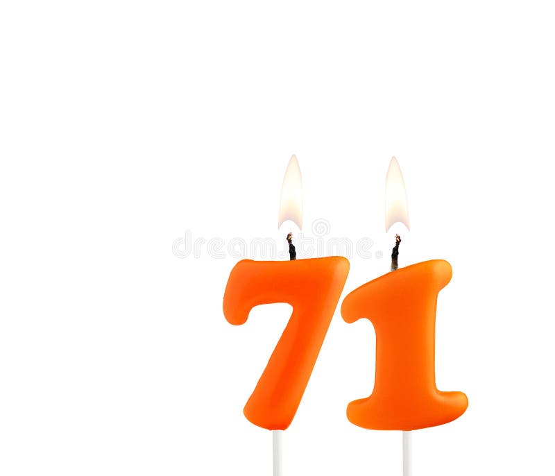 Orange Birthday Candle on White Background - Number 71 Stock Photo ...