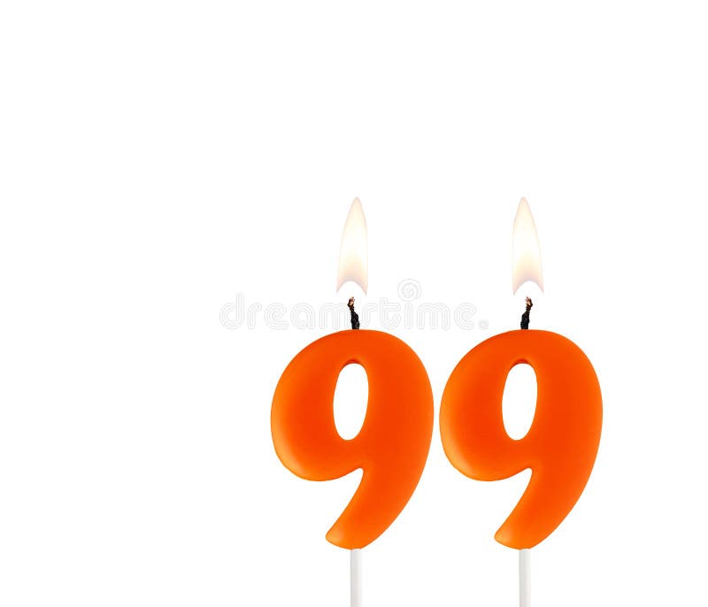 Orange Birthday Candle on White Background - Number 99 Stock ...