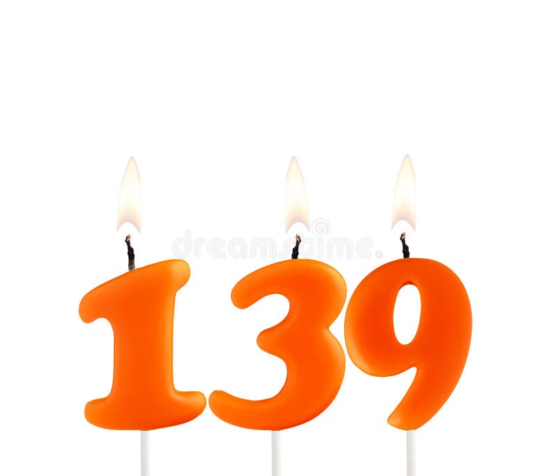 Orange Birthday Candle on White Background - Number 139 Stock ...