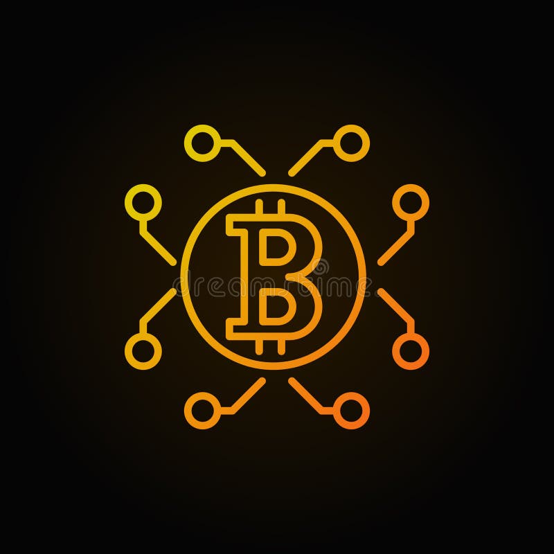 Orange Bitcoin and Cryptocurrency Vector Outline Icon Stock Vector ...