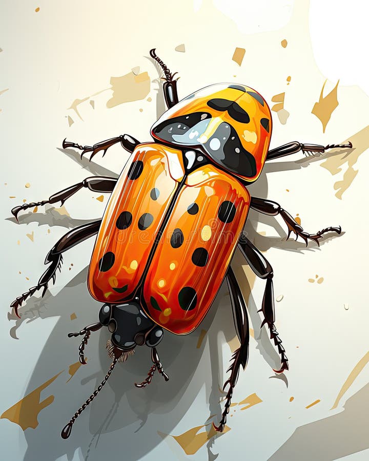 An Orange and Black Bug on a White Background with Spots. Generative Ai ...