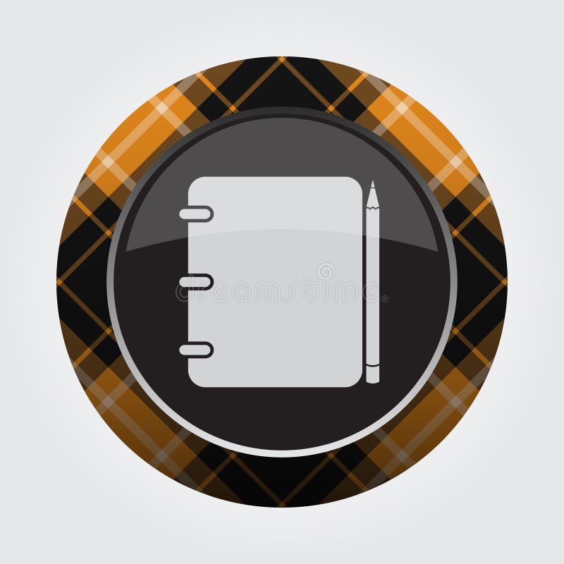 Orange, Black Button Tartan - Notepad and Pencil Stock Vector ...