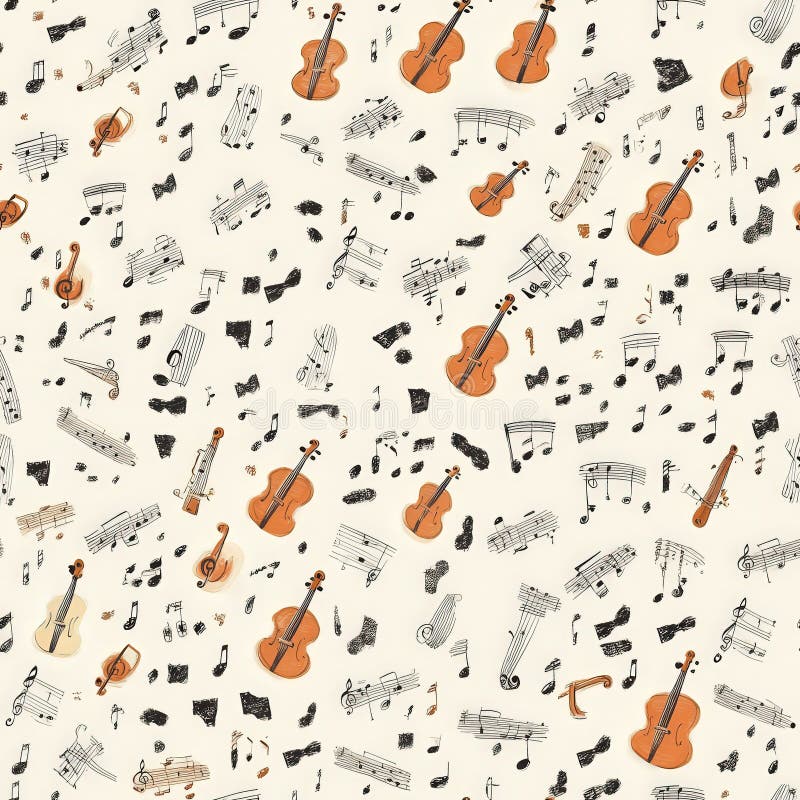 Orange and Black Classical Music-themed Pattern Stock Photo - Image of ...