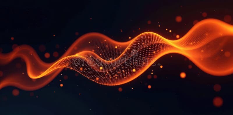 Orange and Black Digital Wave Pattern, Abstract Tech Design, Backdrop ...