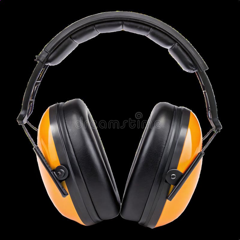 Orange and Black Ear Protection Earmuffs Isolated on White Background ...