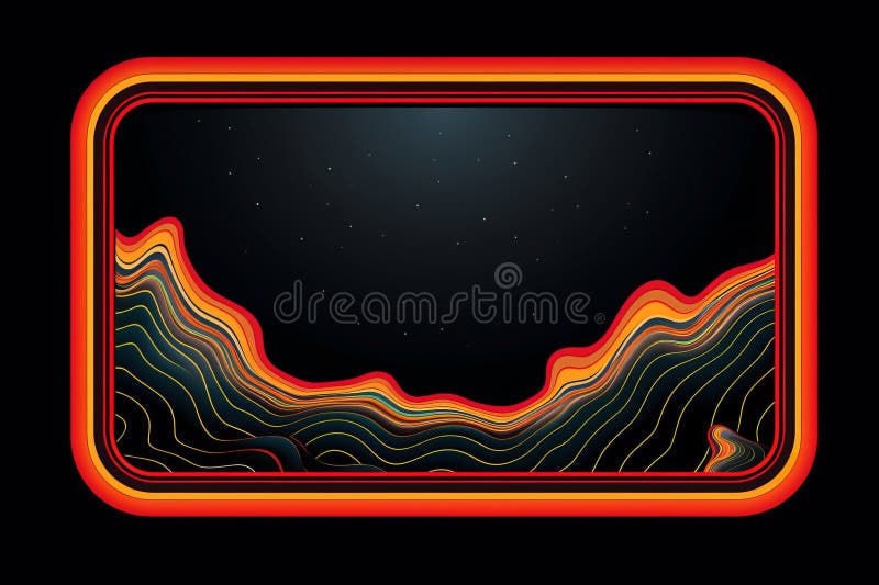 An Orange and Black Frame with a Wave Pattern on it Stock Illustration ...
