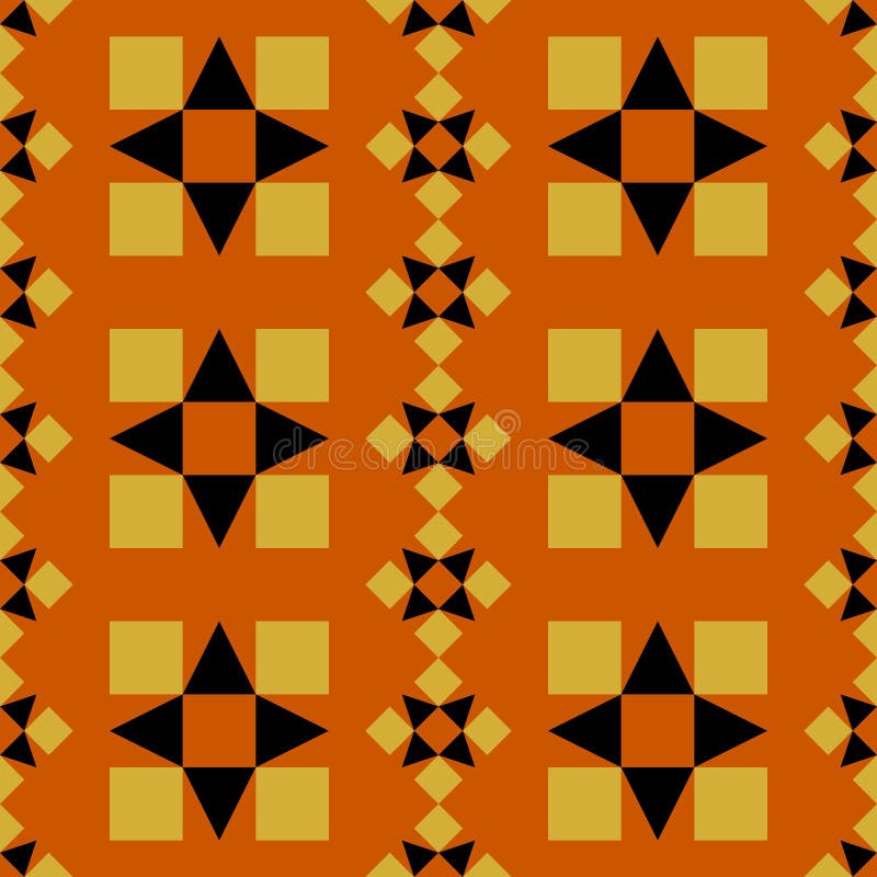 Geometric Seamless Pattern in Orange and Black Colors. Stock Vector ...