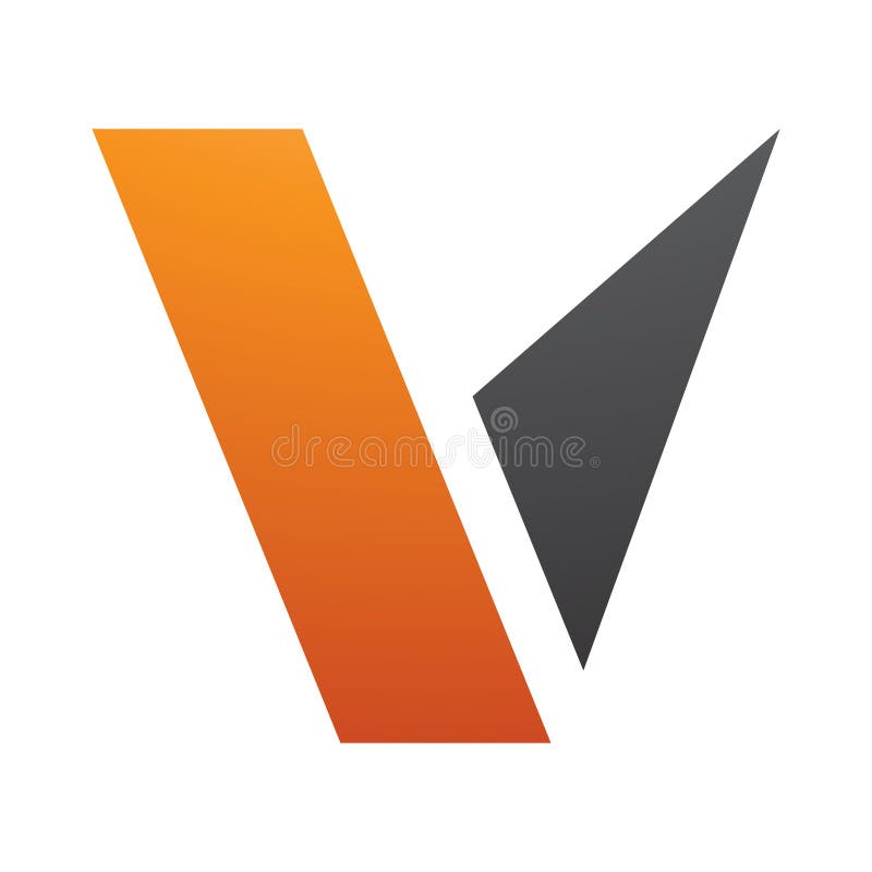 Orange and Black Geometrical Shaped Letter V Icon Stock Vector ...