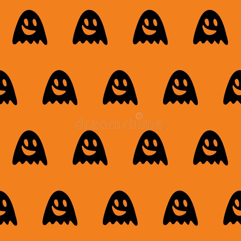Orange Black Ghost Seamless Pattern Background for Textile Stock ...