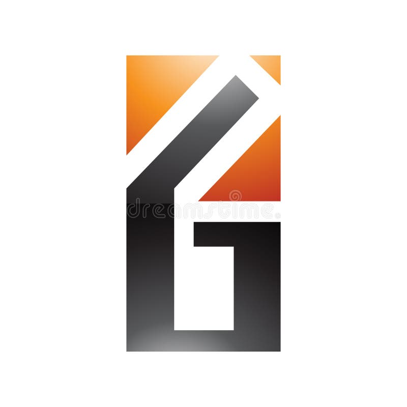 Orange and Black Glossy Rectangular Letter G or Number 6 Icon Stock ...