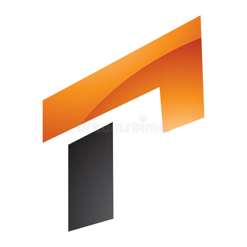 Orange and Black Glossy Rectangular Letter R Icon Stock Vector ...
