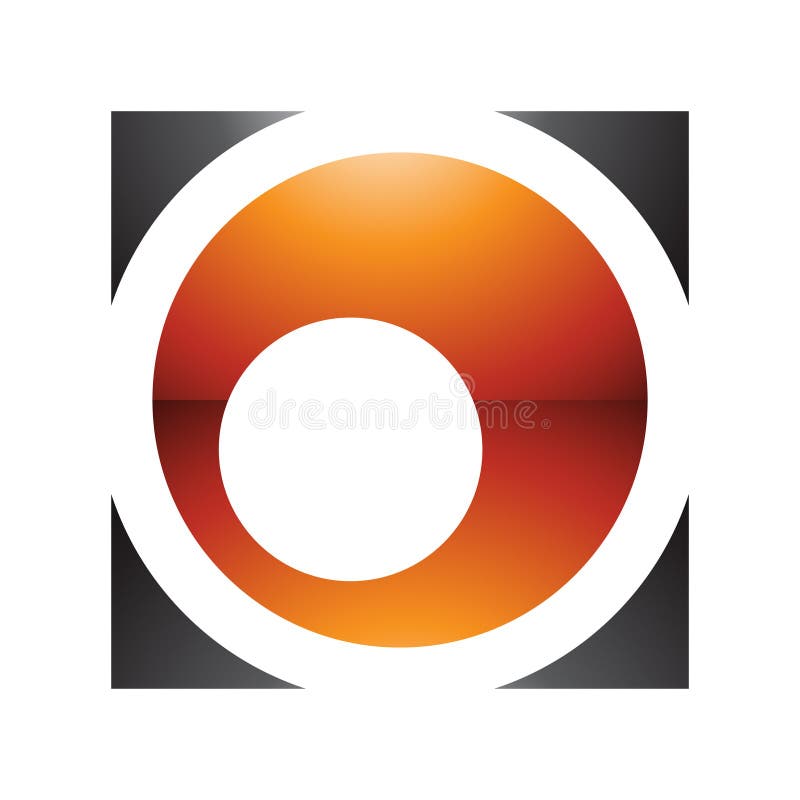Orange and Black Glossy Square Letter O Icon Stock Vector ...