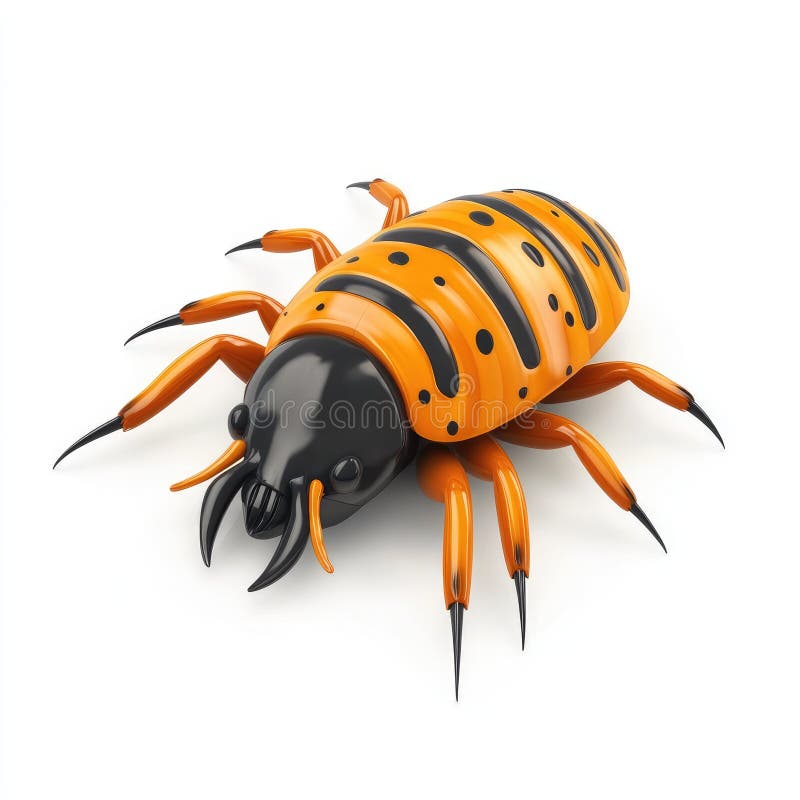 3D Render of a Shiny Orange and Black Beetle Stock Illustration ...