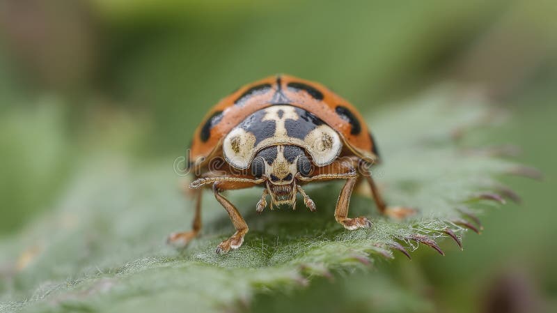 Orange and Black Ladybug Facing the Camera Directly Stock Illustration ...