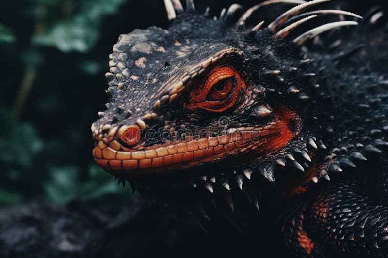 An Orange and Black Lizard with Spikes on Its Head Stock Illustration ...