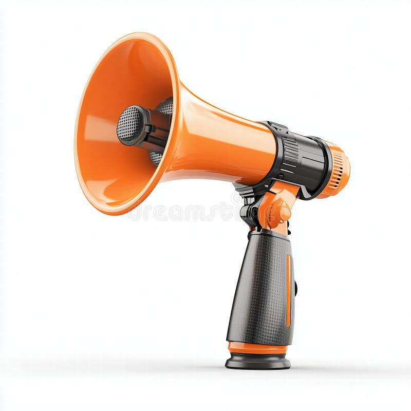Orange Megaphone Amplifying Sound on White Background Stock ...