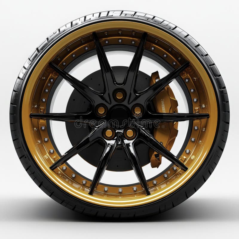 Orange and Black Multi-spoke Wheel with Tire, 3D Render, Performance ...