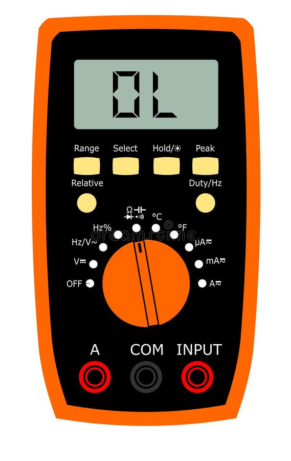 Orange and Black Multimeter Displaying `OL` Stock Photo - Illustration ...