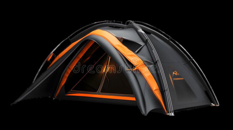 Orange and Black Outdoor Camping Tent with Illuminated Interior Stock ...