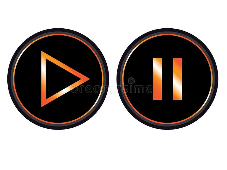 Orange Black Play Pause Button Icon Vector Stock Vector - Illustration ...