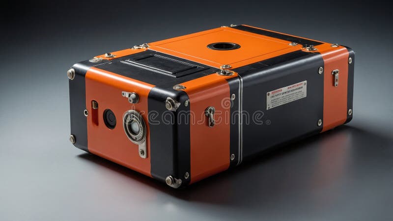 Orange and Black Rectangular Industrial Device with Multiple Components ...