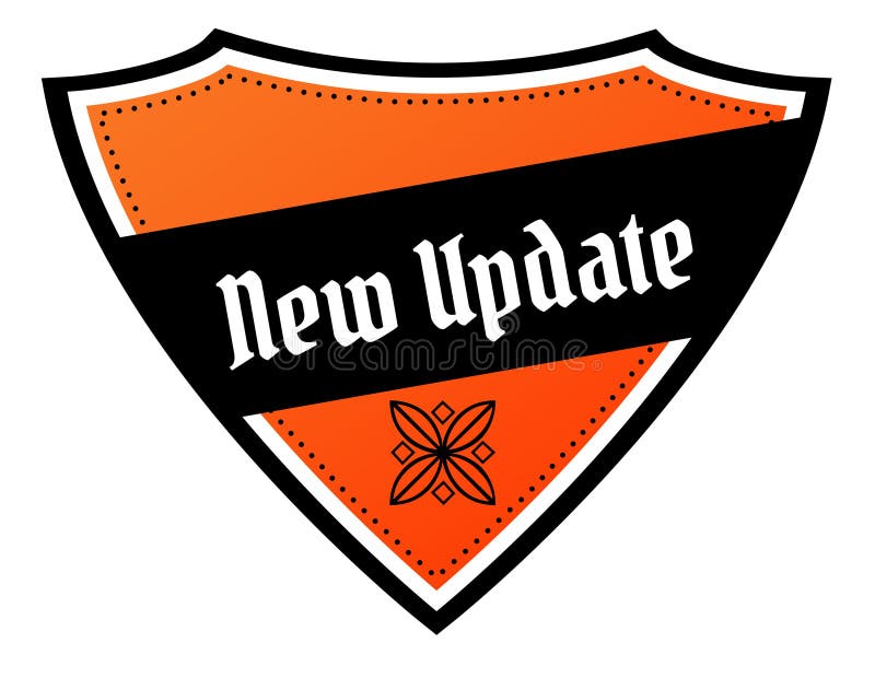 Orange and Black Shield with NEW UPDATE Text. Stock Illustration ...