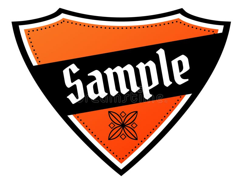 Orange and Black Shield with SAMPLE Text. Stock Illustration ...