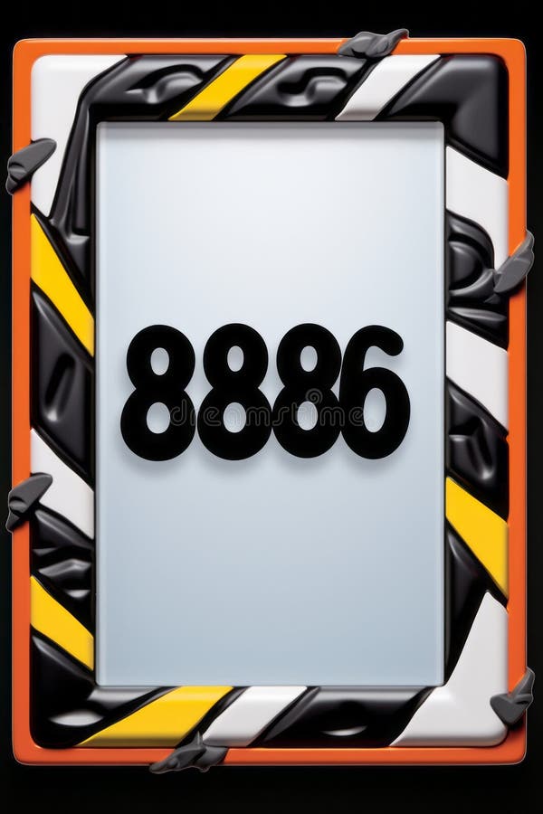 An Orange and Black Square with the Number 8686 on it Stock ...