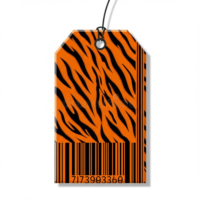 An Orange and Black Striped Tag Features a Tiger-like Pattern. it Has a ...