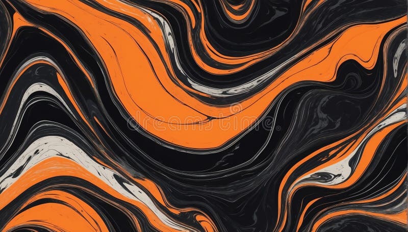 Orange on Black Theme Marbled Paper Design Ai Generated Stock ...