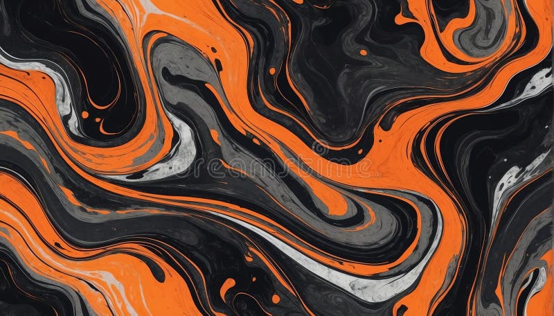 Orange on Black Theme Marbled Paper Design Ai Generated Stock ...