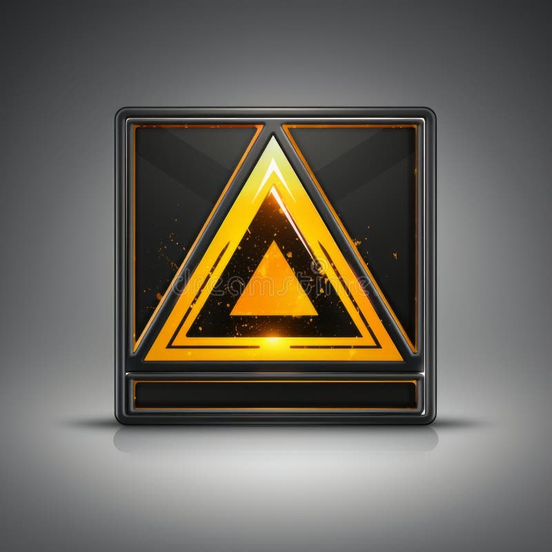 An Orange and Black Triangle Icon on a Gray Background Stock ...