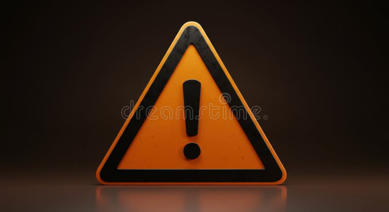 Orange and Black Warning Triangle Sign on Dark Background Stock ...