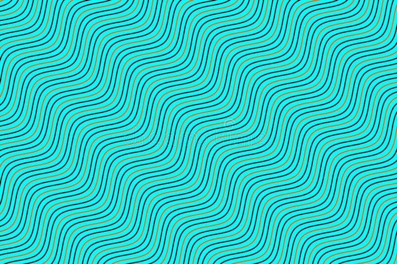 Orange and Black Water Wave Lines Repeating Pattern on Aqua Blue ...
