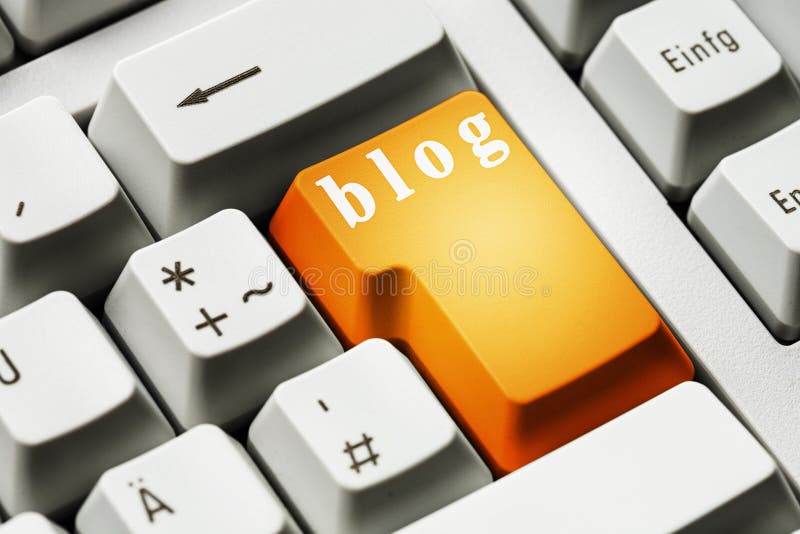 Orange Blog Button on Keyboard Background Stock Photo - Image of design ...