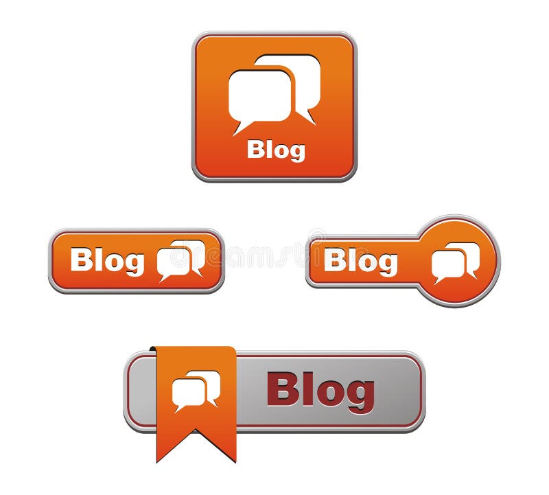 Orange blog buttons stock illustration. Illustration of community ...