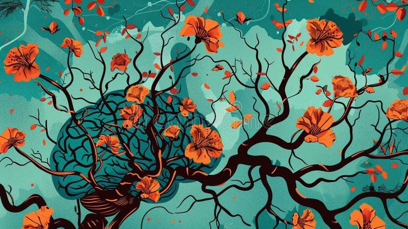 Orange Blossoms Emanating from Thoughts Stock Photo - Image of bright ...