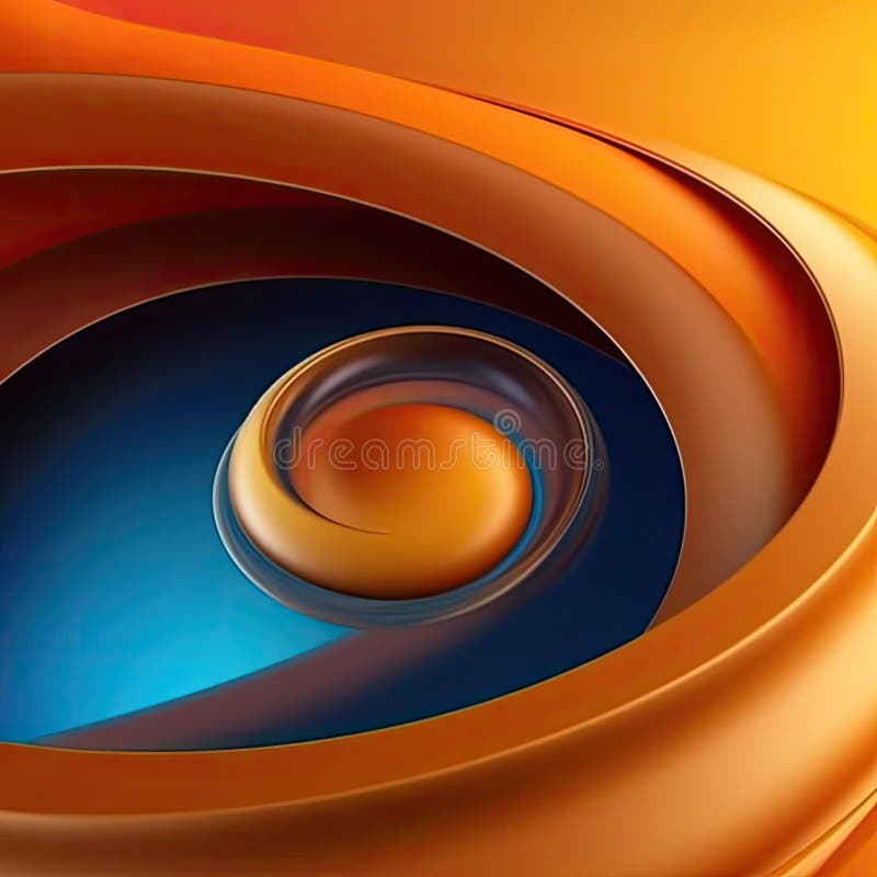 Orange and Blue Abstract Background with Circular Spiral Stock ...
