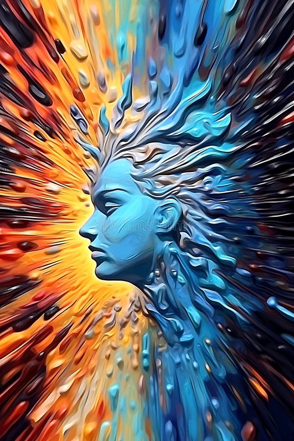 Orange Blue Abstract Bas-relief. a Face Created by Organic Shapes Stock ...