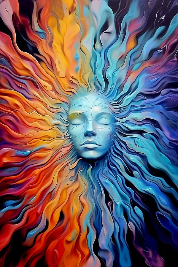 Orange Blue Abstract Bas-relief. a Face Created by Organic Shapes Stock ...