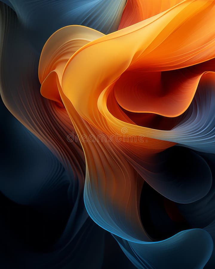 An Orange and Blue Abstract Design on a Black Background Stock ...