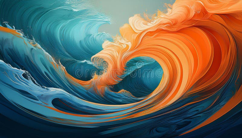 Orange-blue abstract waves stock illustration. Illustration of waves ...