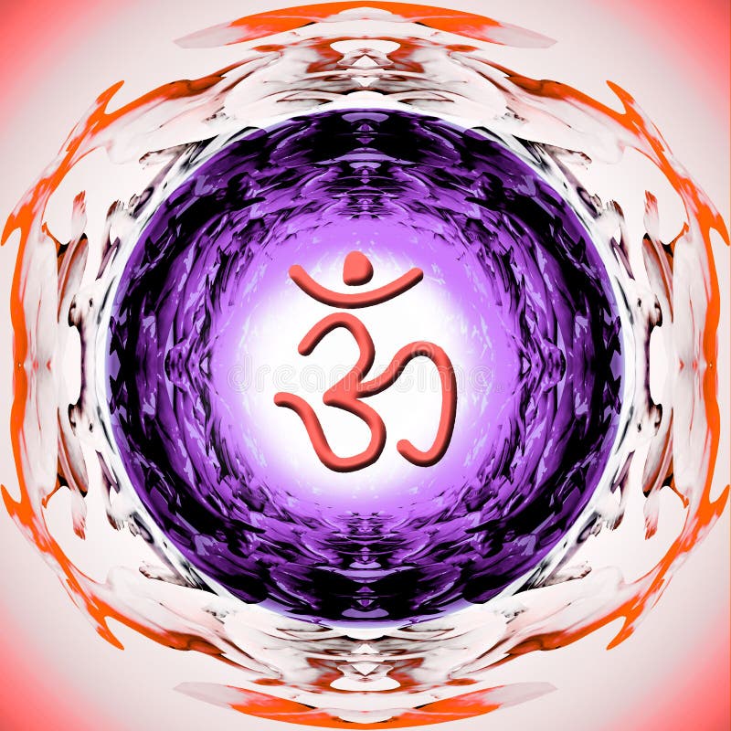 Orange and Blue Background with Hindu Symbol Om Stock Illustration ...