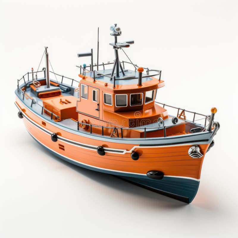 An Orange and Blue Boat on a White Surface, Clipart on White Background ...
