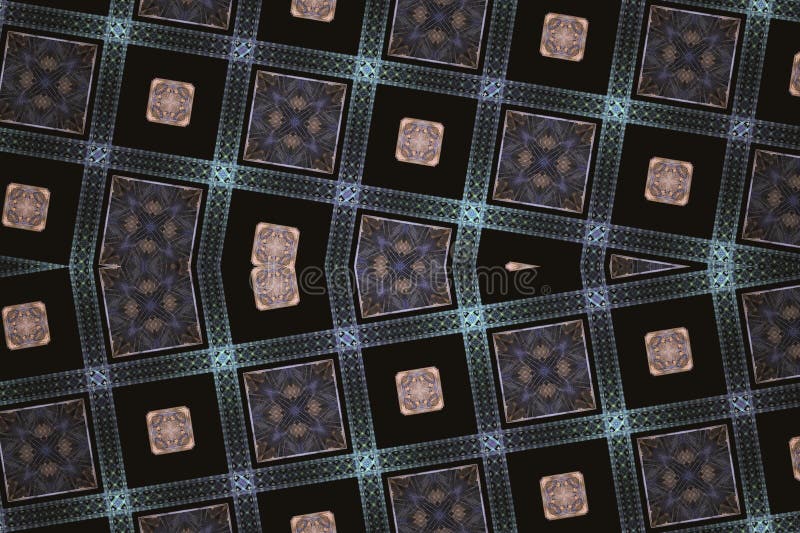 Orange Blue Checkered Pattern of Square Shapes on a Black Background ...